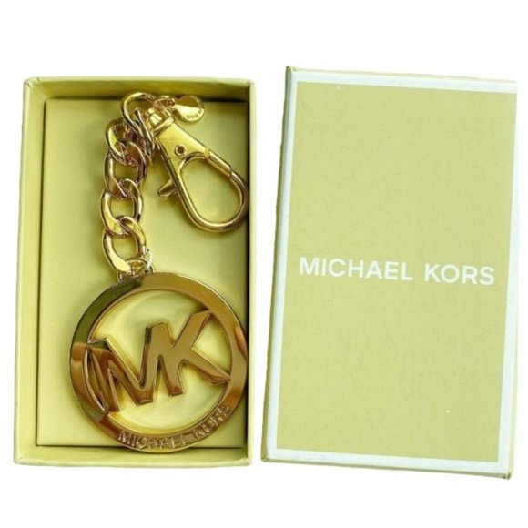 Michael Kors | Accessories | Michael Kors Gold Signature Mk Key Fobbag Tag Excellent Condition ...